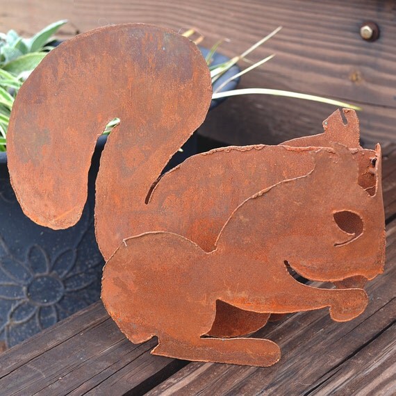 Outdoor Squirrel outdoor metal art metal squirrel rustic