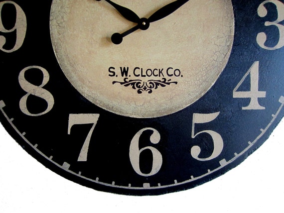 Large Wall Clock 36 inch Port Royal dark black regular