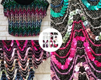 Popular items for rainbow sequin top on Etsy
