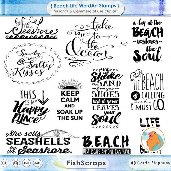 Beach Typography Word Art Summer Inspirational Quote Digital
