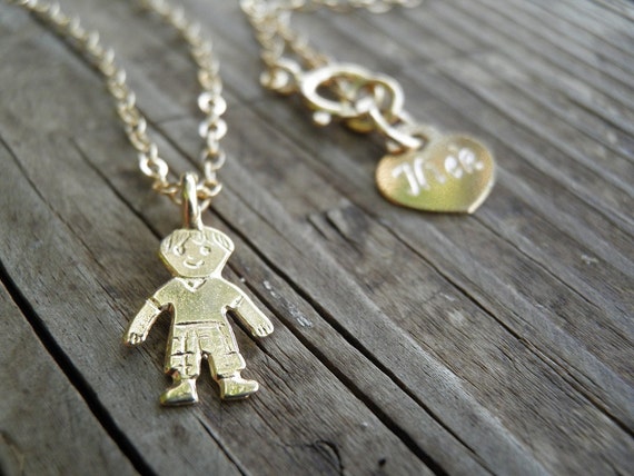 Items similar to Personalized Boy Necklace, Gold Tiny Boy Charm Pendant ...