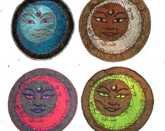 pick color: 8 inch applique goddess moon patch large