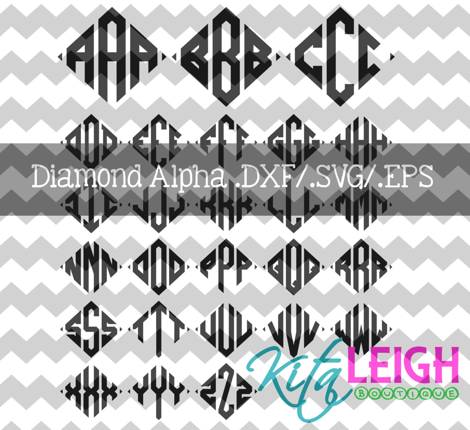 Diamond Monogram Alphabet .DXF/SVG/.EPS File for use with your