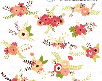 Flower Bunches Clipart Set floral clipart flower clusters