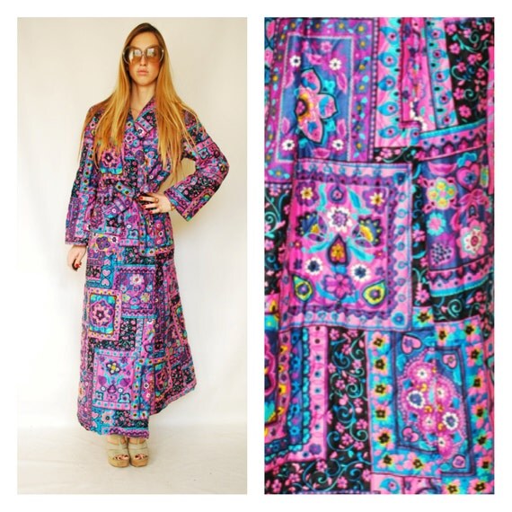 Robe Houserobe House Coat Jacket Wrap Around Long Tie Front