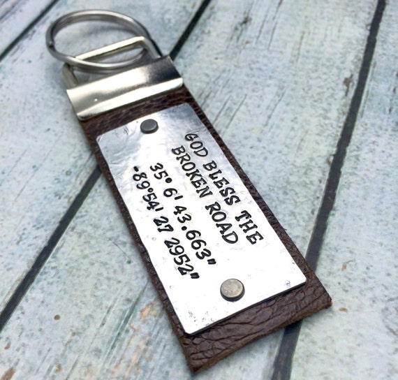 Personalized Leather Keychain Hand Stamped Keychain