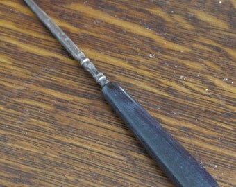 antique ebony wood handle button hook