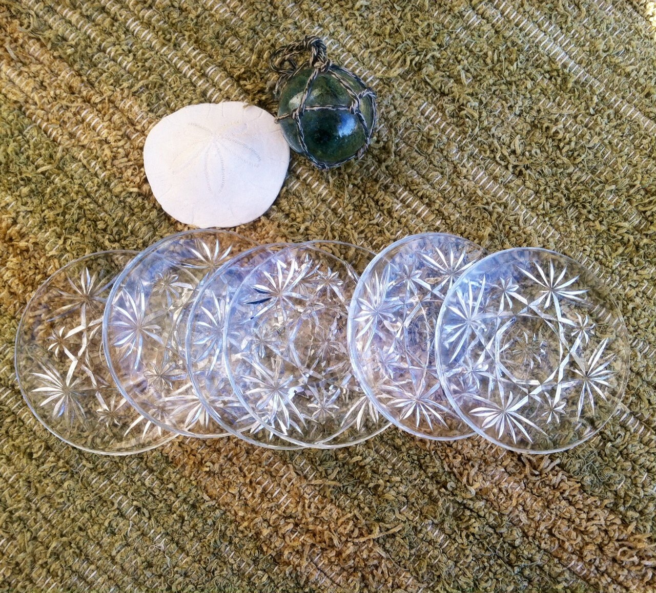 Antique Clear Glass Bread Plate Set – Five Vintage Small Serving Pieces ...