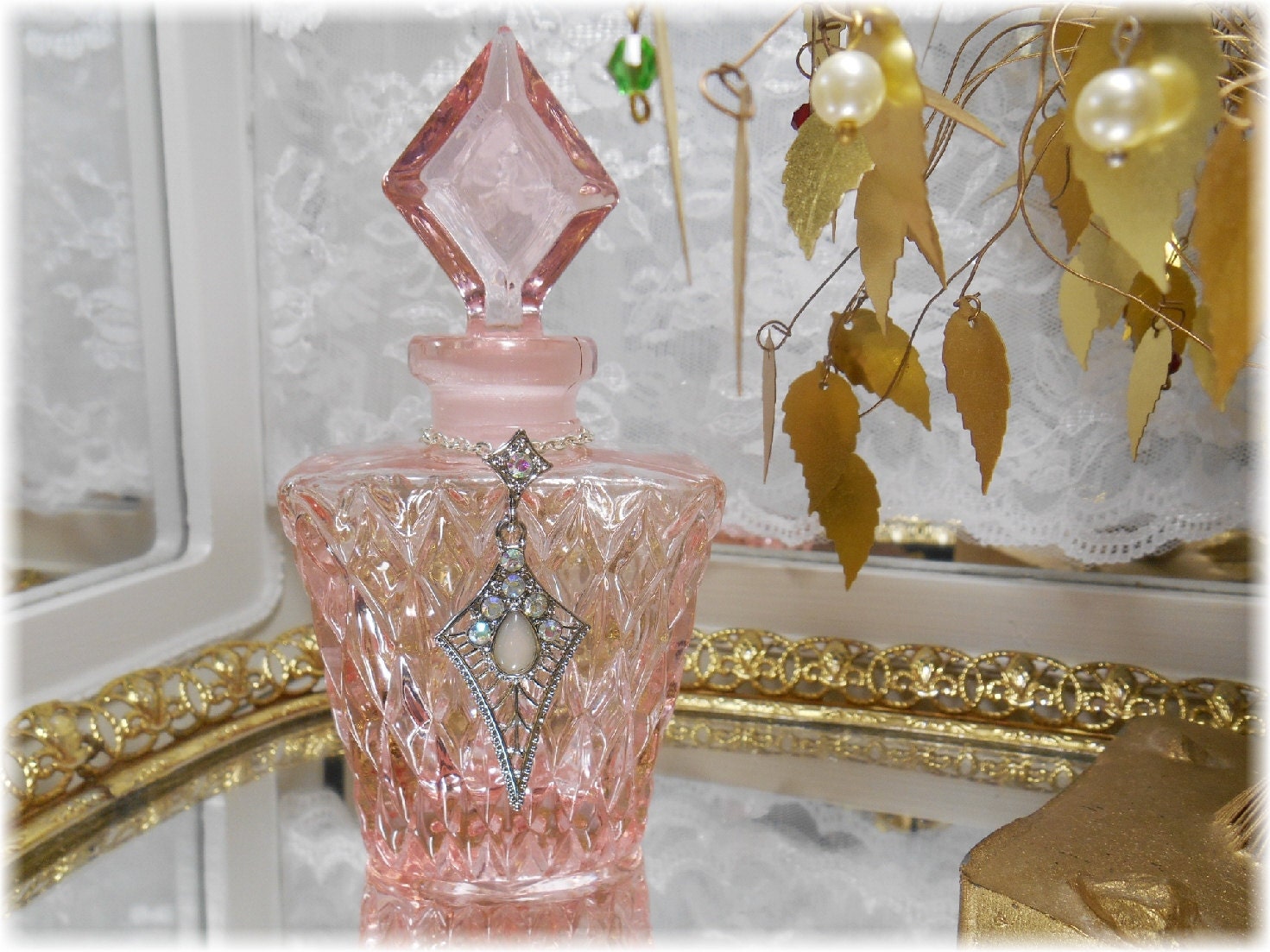 Rose Tone Embellished Perfume Bottle