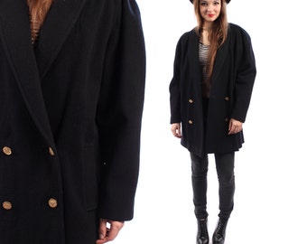 Baggy WOOL Coat Short DUSTER Jacket Minimalist Oversized BLACK Shawl ...
