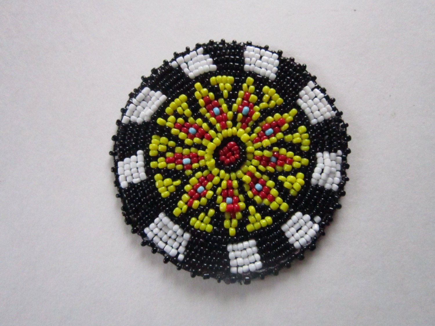 Beaded Rosette Medallion Tribal Regalia Beadwork Craft 10E