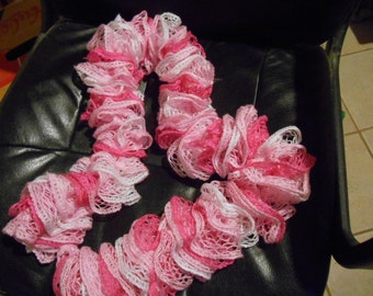 Items similar to Little Girl Sparkle Pink Ruffle Scarf with Flower and ...