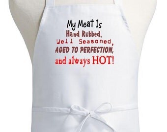 Funny Barbecue Apron My Meat Is Hand Rubbed Chef Aprons