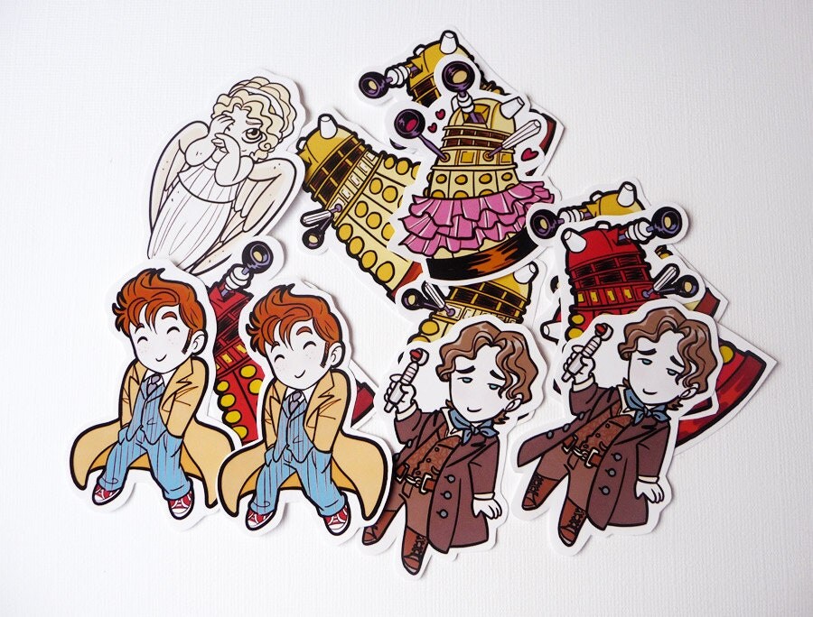 Doctor Who Dalek & Weeping Angel stickers chibi kawaii