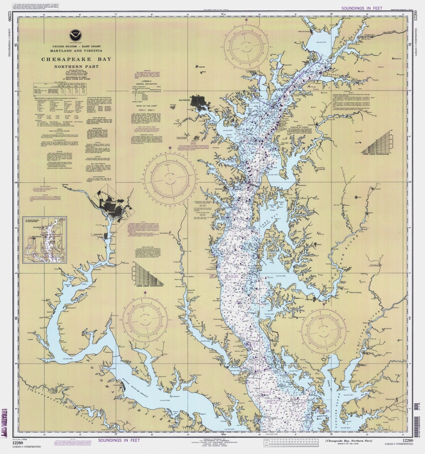 Chesapeake Bay 1994 Northern Part Nautical Map Reprint AC