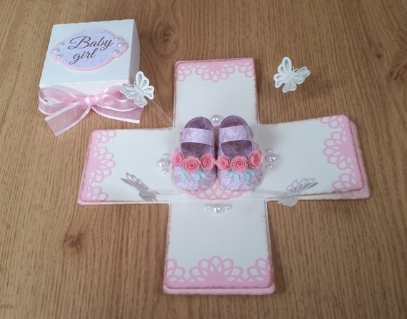 Baby Girl Exploding Box Card New Baby Card Congratulation