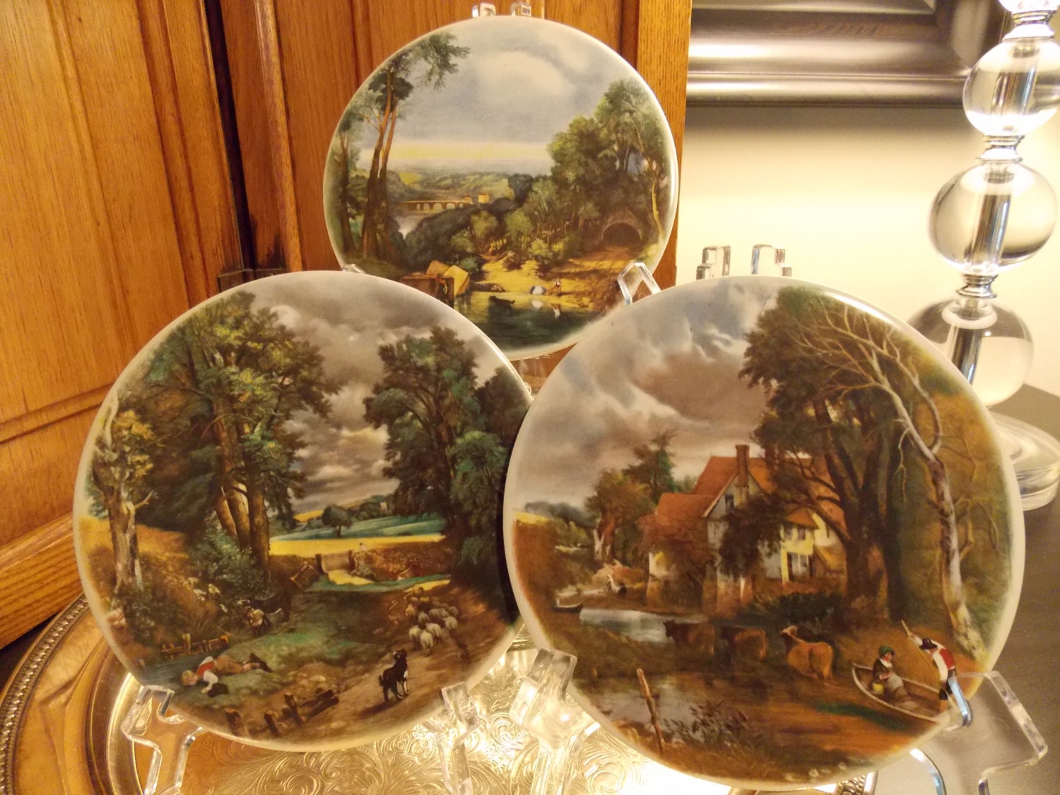 VINTAGE TRIVETS, Set of 3 Ceramic Rural Scenes Trivets – Haute Juice
