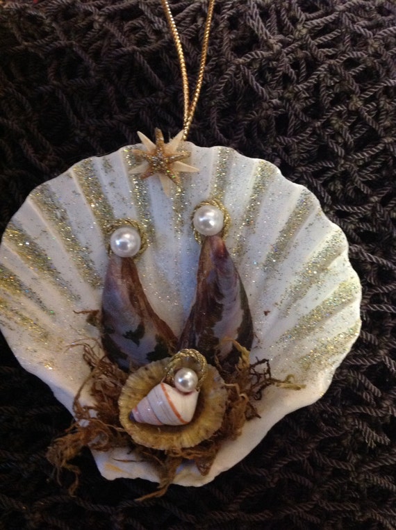 Mussel Seashell Nativity Ornament Manger Scene by SeaThingsVentura