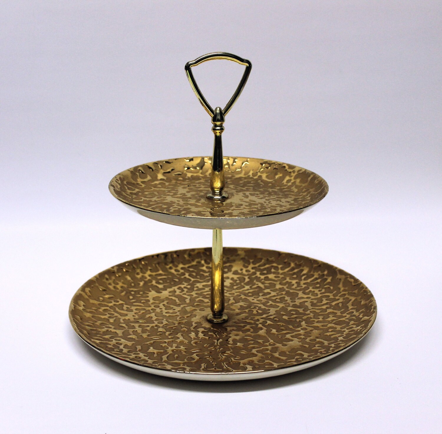 Vintage 1940s Kingwood Ceramics Weeping Bright Gold 22K Two Tiered ...