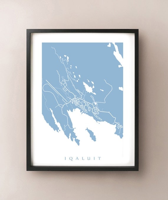Iqaluit Map Print Nunavut Canada Art Poster by CartoCreative