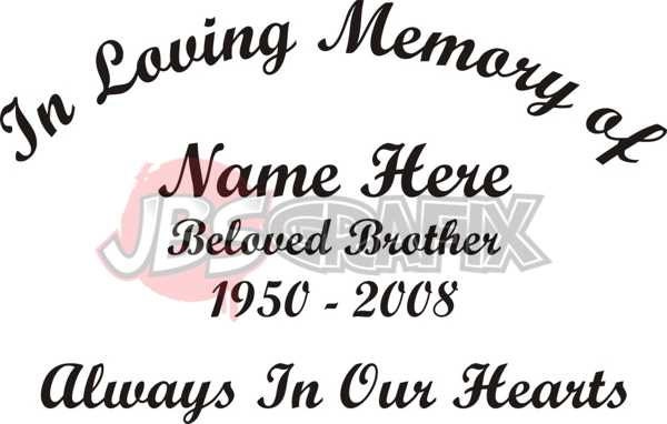 In Loving Memory Of Beloved Brother Memorial Window Decal