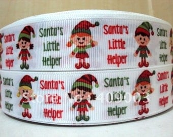 1″ inch Grosgrain High Quality Christmas Themed Santa's Little Helper ...