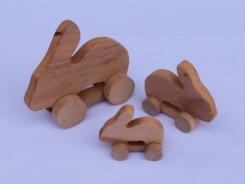 Wooden animals on wheels Bunny