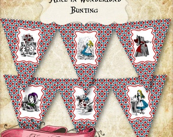 Alice In Wonderland Banner Playing Cards Decoration Digital