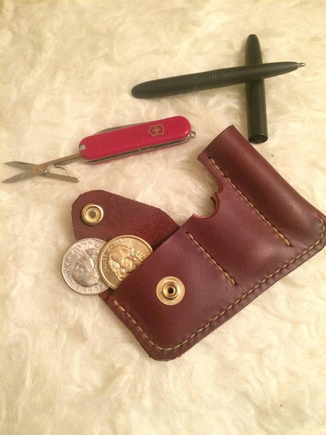 Leather Front Pocket Organizer Every Day Carry EDC
