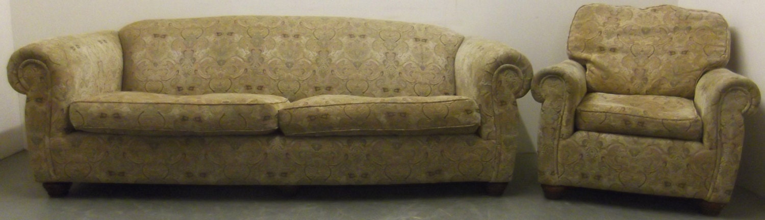 Floral Fabric Two-Piece Suite with a Three-Seater Sofa and Armchair by ...