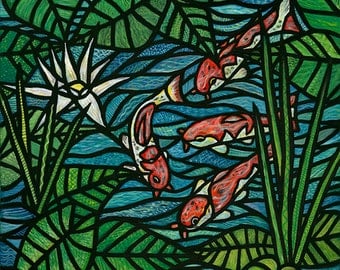 Stained glass koi | Etsy