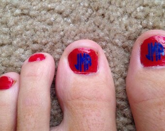 Items similar to Personalized Monogrammed Toe nail Vinyl Decals on Etsy