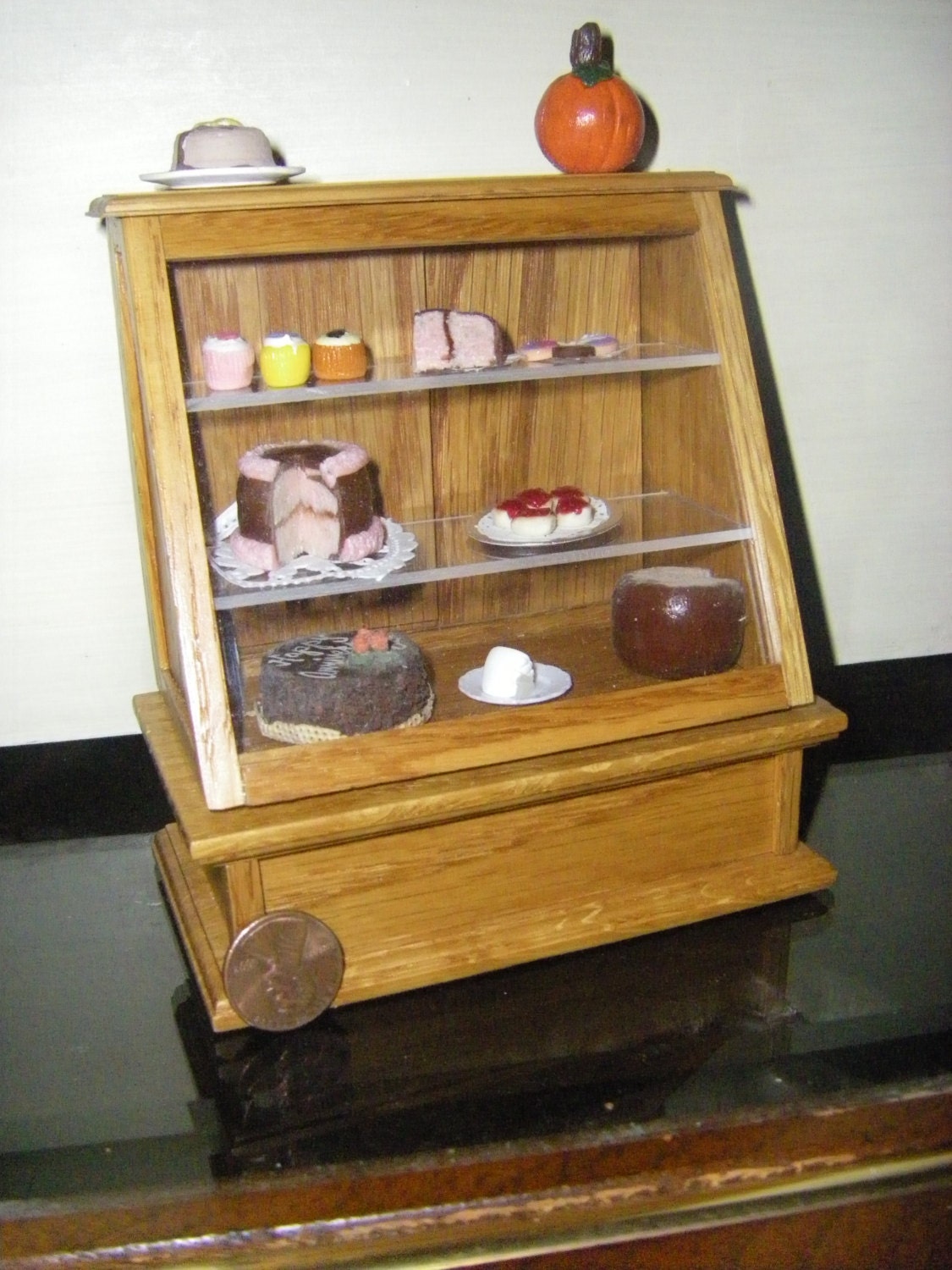 Oak Display Case for Bakery or Sweet Shoppe Display in 1/12 scale ...