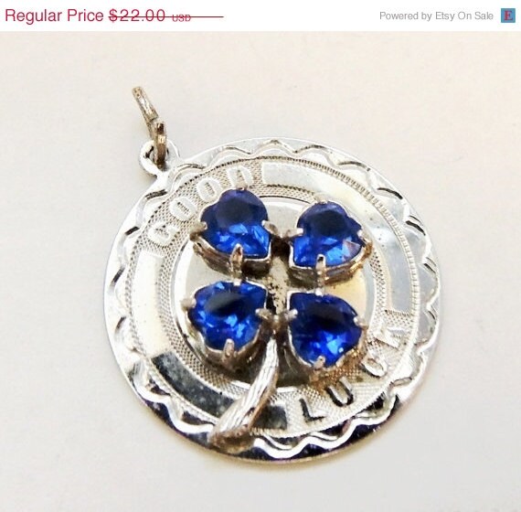 GREAT GIFT SALE – Sterling Silver Good Luck Charm With Rhinestones