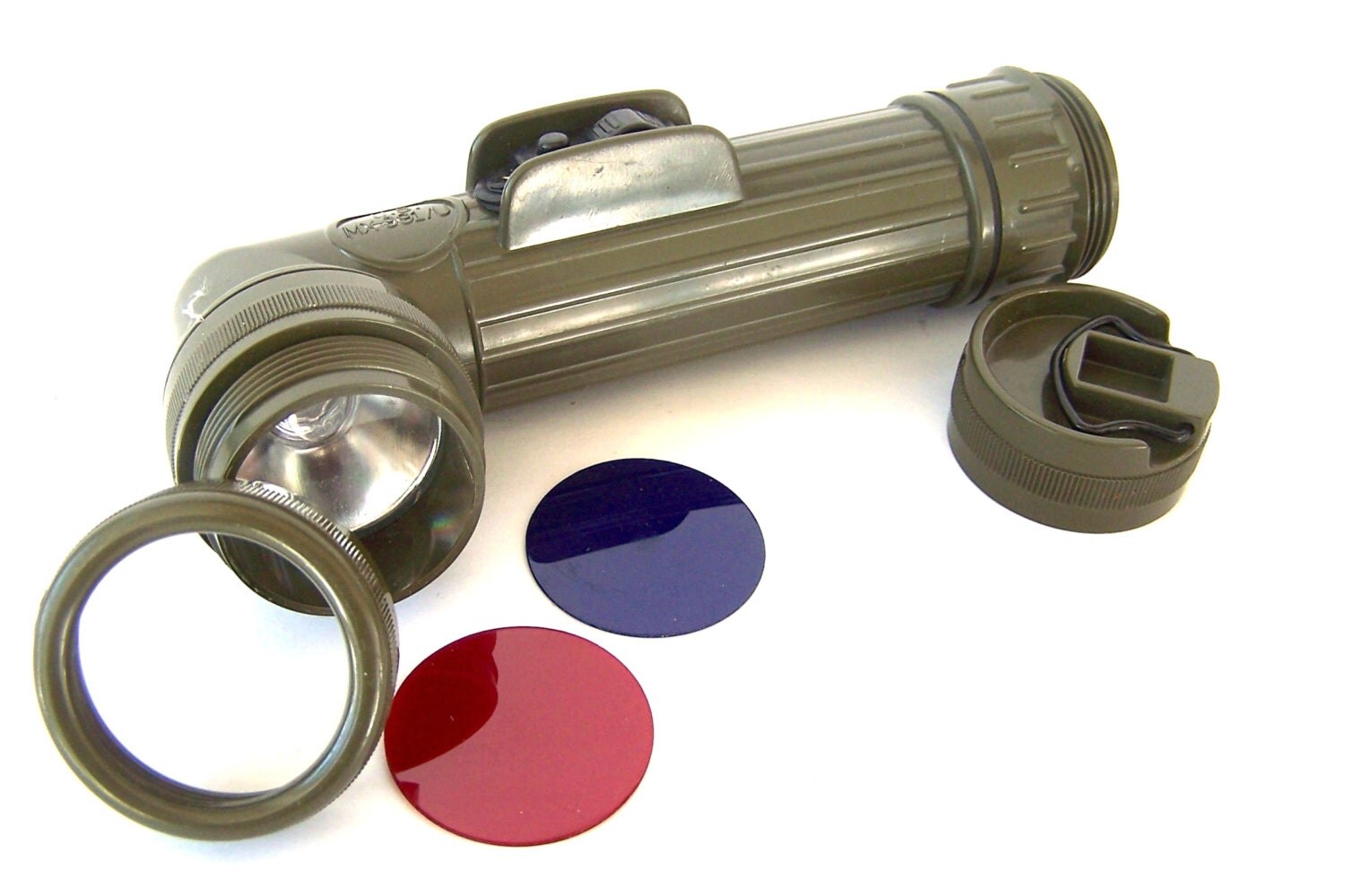 US Military Issue Flashlight With Lenses Camping Gear Fulton