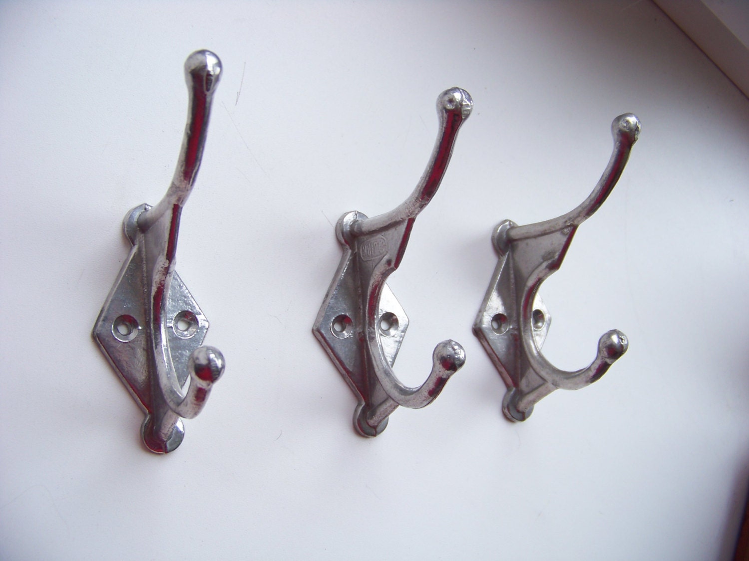 Set 3 – 5 Wall Rack Hooks USSR 1980s / Soviet Vintage Aluminium Clothes ...