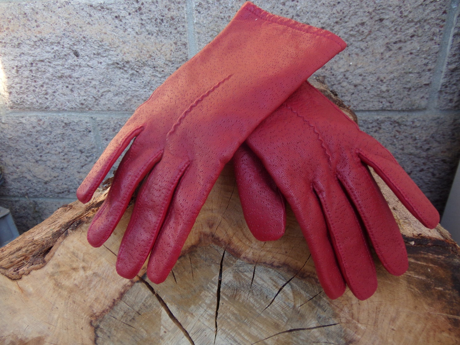 Vintage Authentic Designer Gloves By,”Fownes”,Red Genuine Leather ...