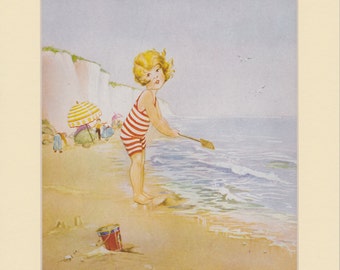 Original Vintage 1929 At THE SEASIDE Illustration by EulALie from Rober ...
