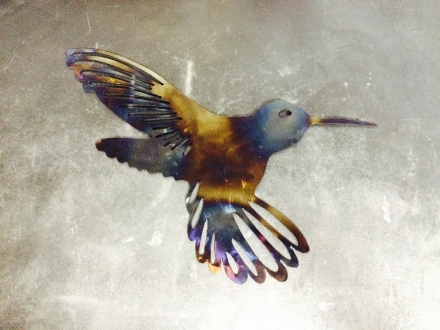 Metal Humming Bird Wall Hanging 12 x 8.5