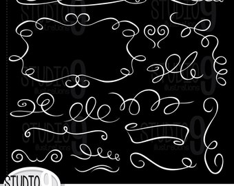 Items similar to Digital Flourish Frame Clipart Vintage Clip Art ...