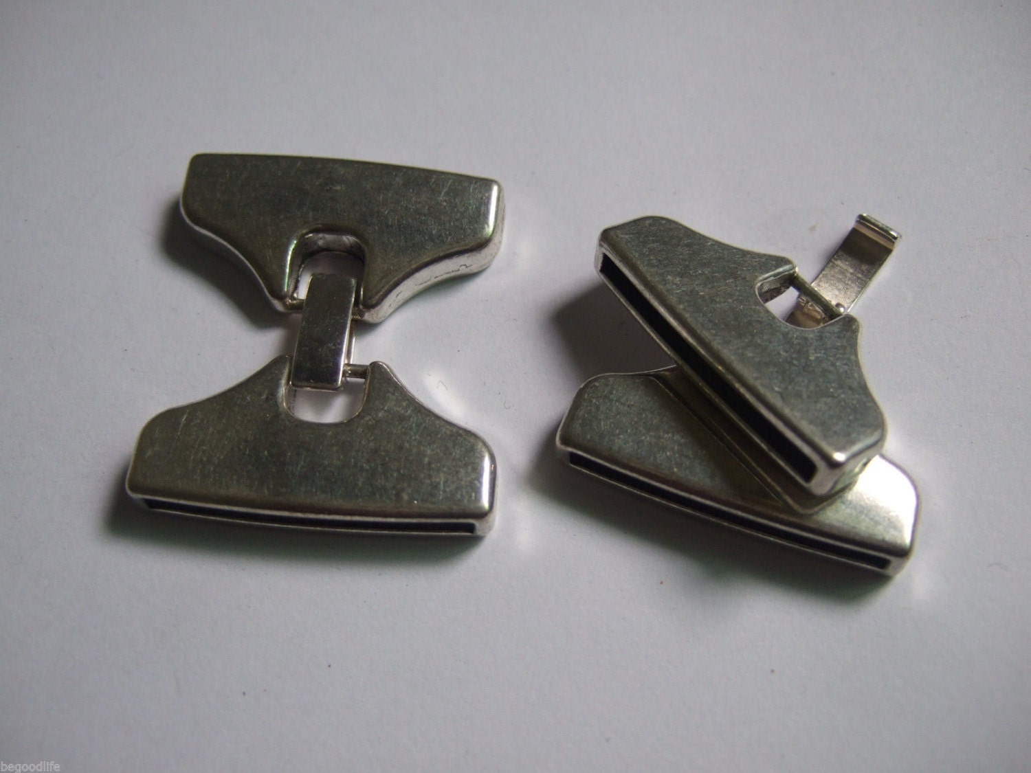 3 Sets Antique Silver flat snap clasp 2x29mm 29mm Flat