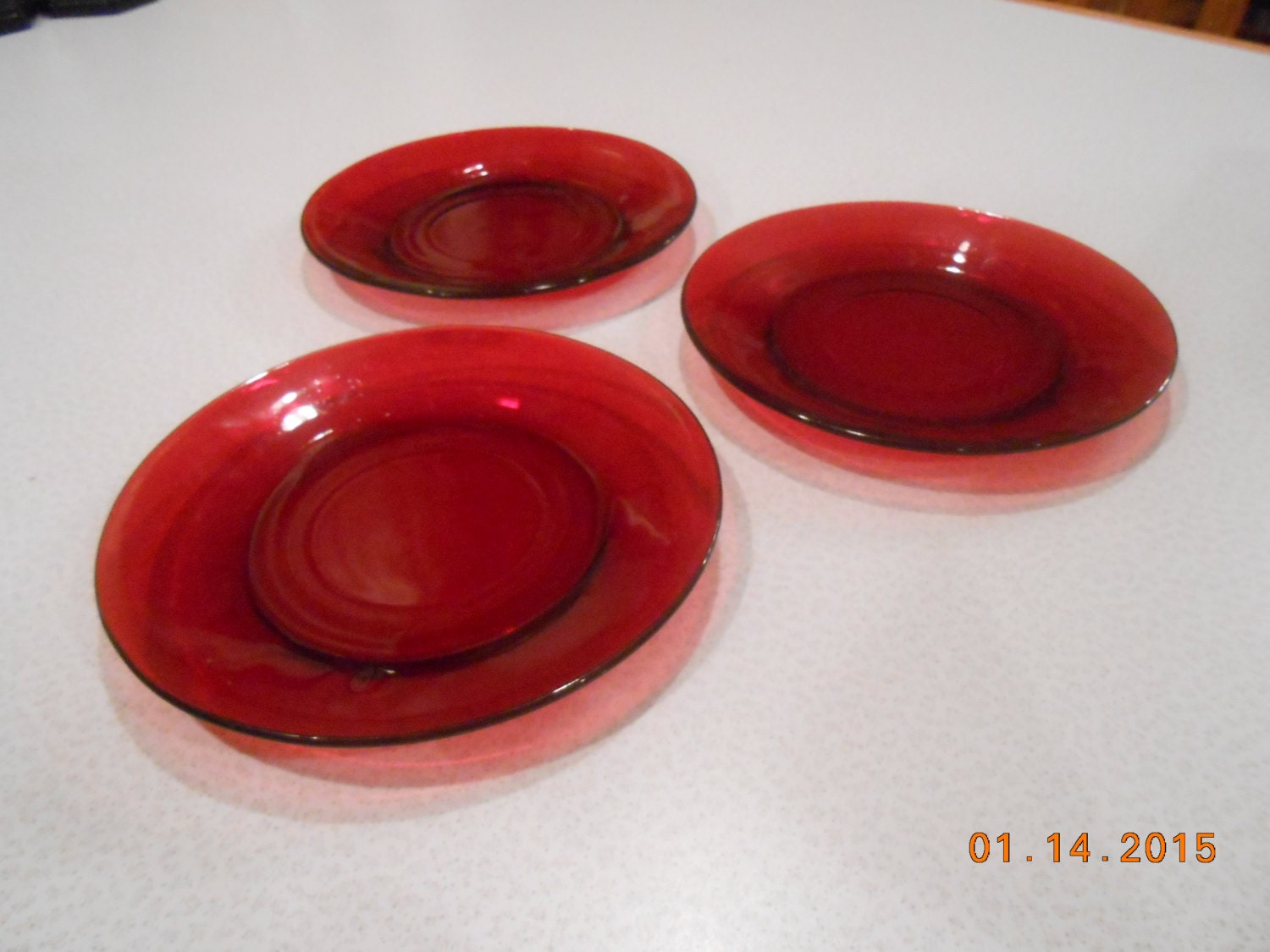 RUBY RED Anchor Hocking Plates Glass 6″ Plates Vintage Anchor Hocking ...