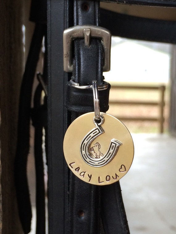 Personalized Handstamped Brass bridle tag by Stampedjust4you