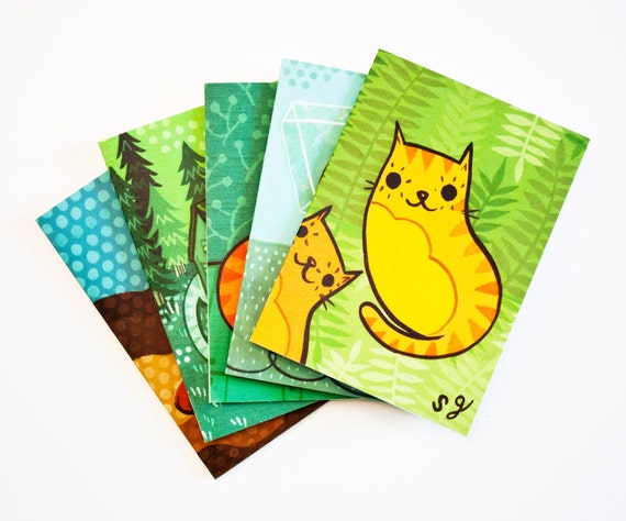 CAT CARD SET cat greeting cards cat cards cat notecards