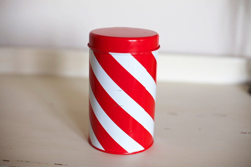 SALE vintage Scandinavian 1960s striped red tin canister box – Haute Juice