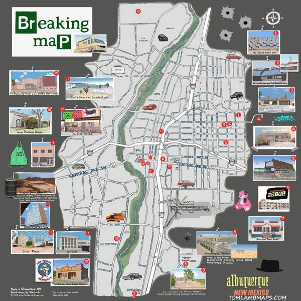 Breaking Bad Map Illustration Print Fan Art TV Television