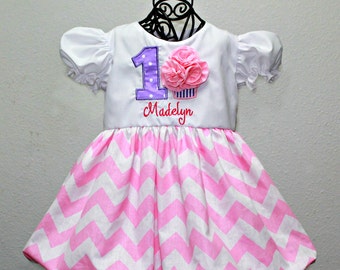 Chevron Cupcake Party Dress / Chevron Dress / Infant Chevron Dress