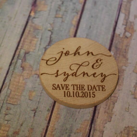 Cursive Names Save The Date Personalized Wood Magnets