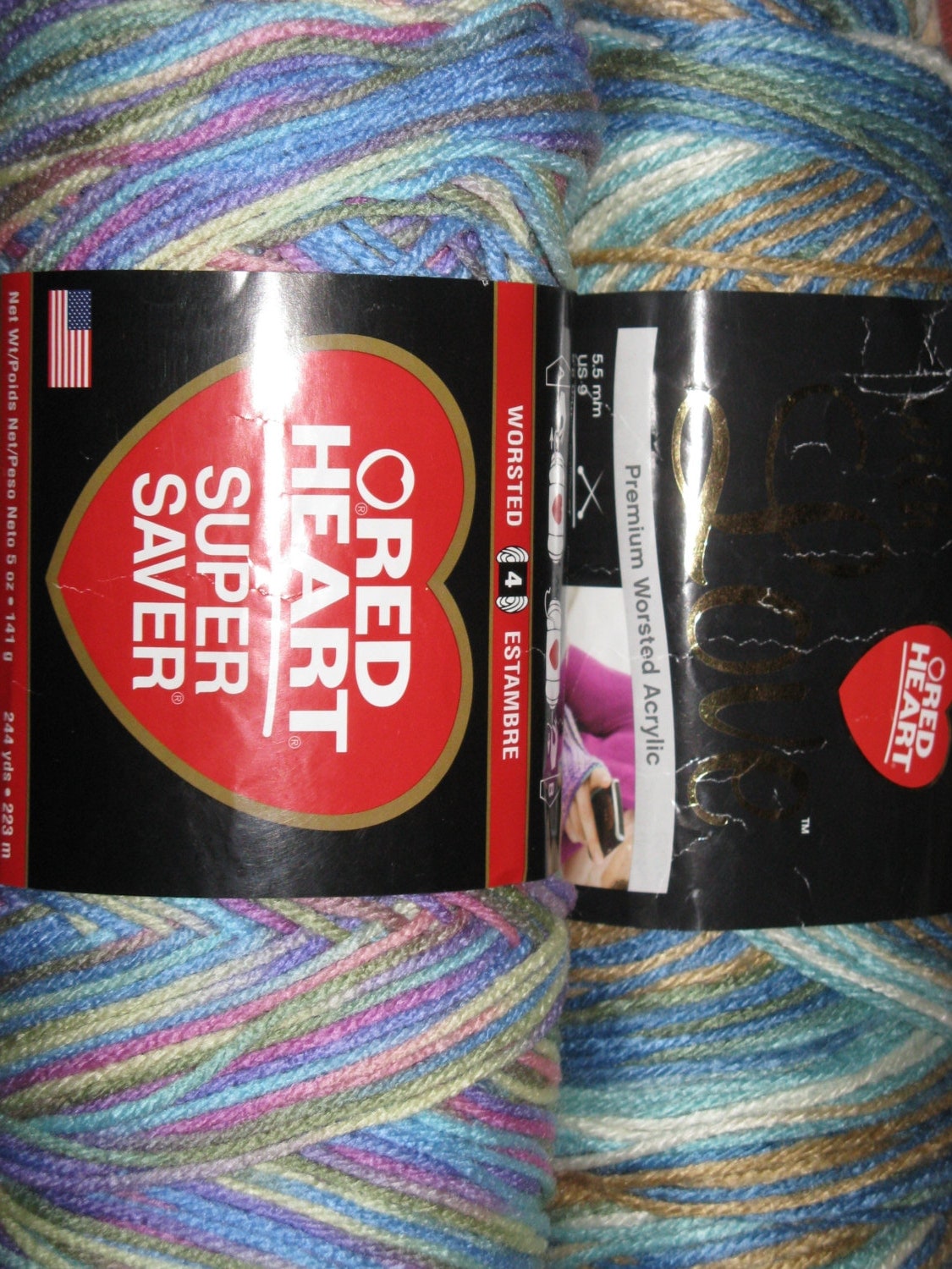 Yarn Red Heart 2 Skeins Variegated Blue Color Monet and