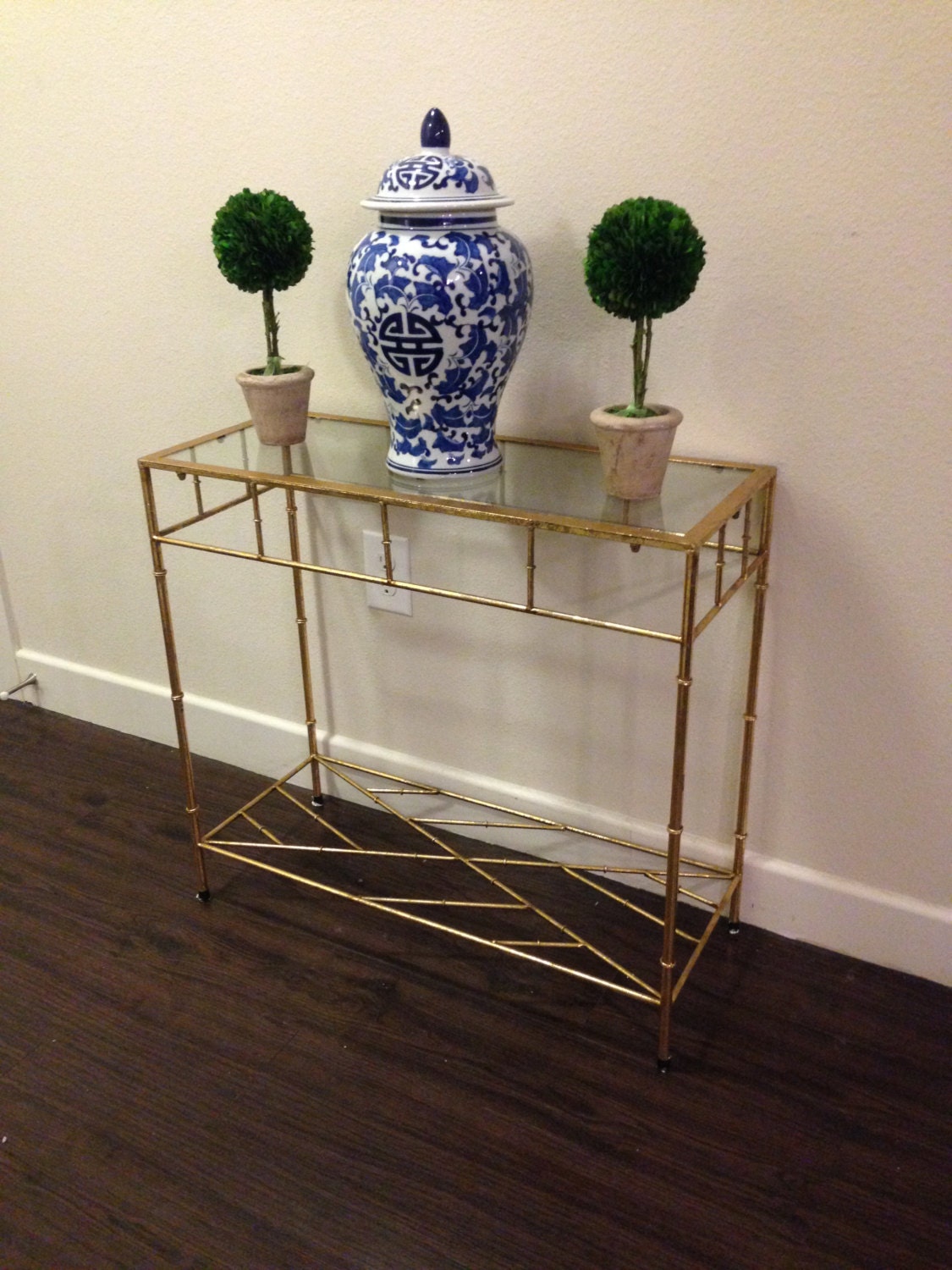 Gold Faux Bamboo Rectangular Table Entry Table Buffet Table – Haute Juice